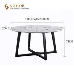 ECO Friendly Large Round Marble Dining Table white SGS Standard