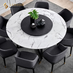 ECO Friendly Large Round Marble Dining Table white SGS Standard