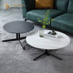 90cm Nordic Round Movable Coffee Table Marble Modern Tea Tables