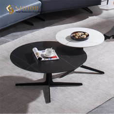 90cm Nordic Round Movable Coffee Table Marble Modern Tea Tables